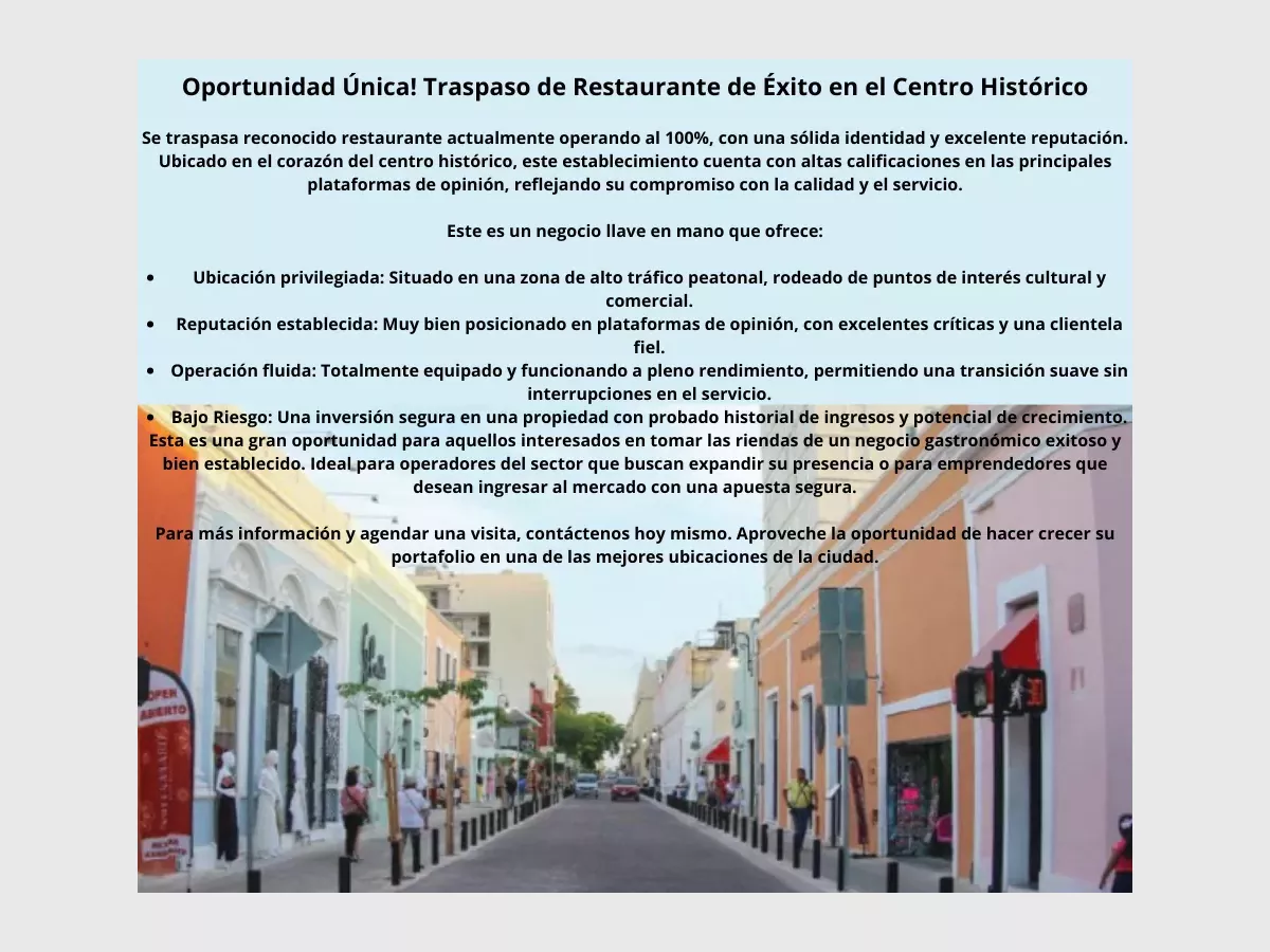Traspaso de Negocio de Restaurantes en Mérida en Negozona